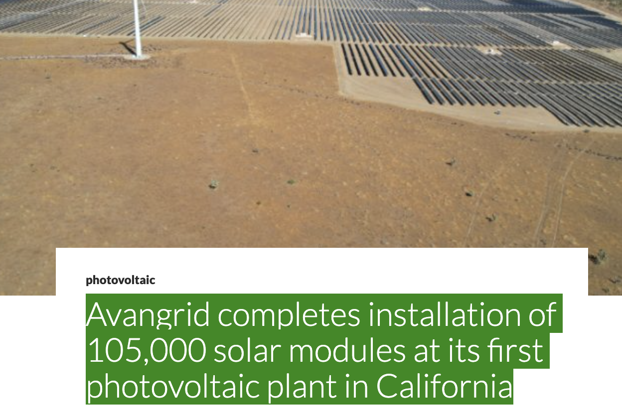 Avangrid completes installation of 105,000 solar modules at its first ...