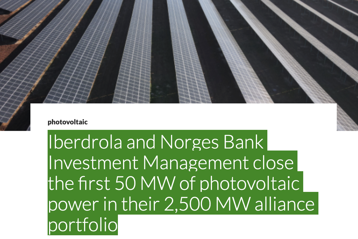 Iberdrola and Norges Bank Investment Management close the first 50 MW ...