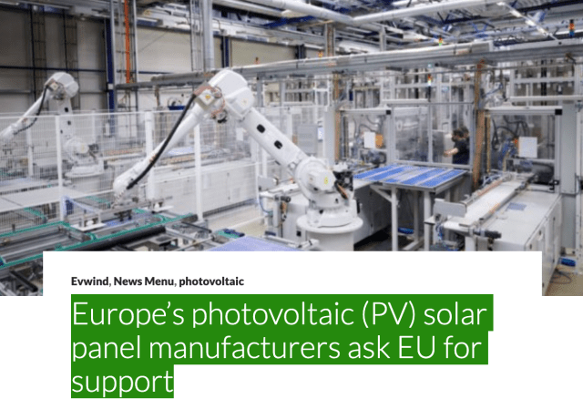 Europe’s photovoltaic (PV) solar panel manufacturers ask EU for support ...