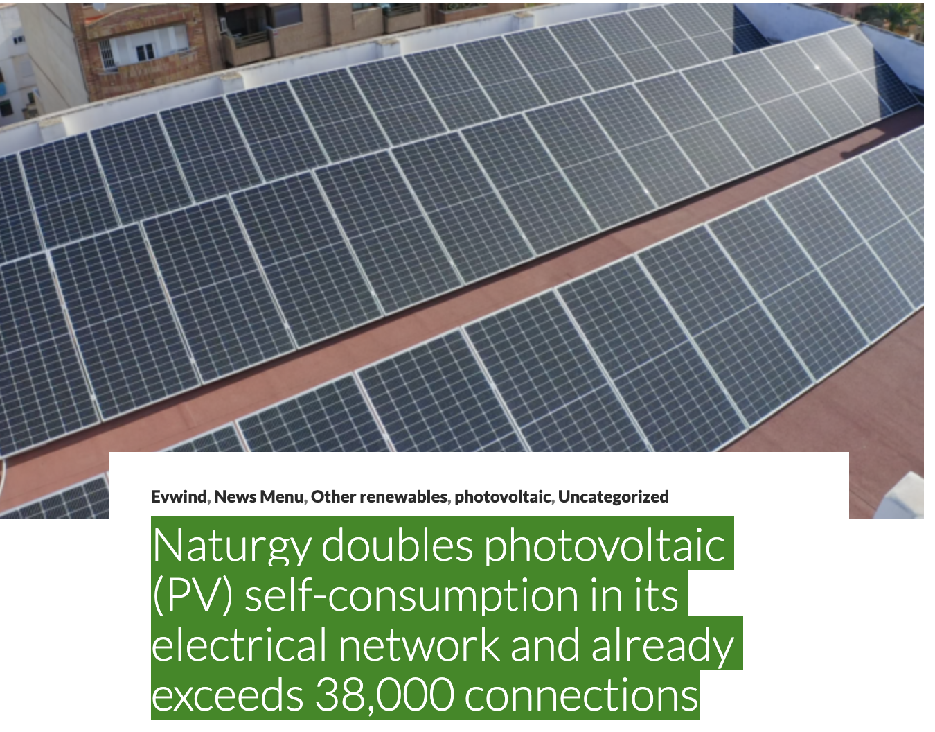 Naturgy doubles photovoltaic (PV) self-consumption in its electrical ...