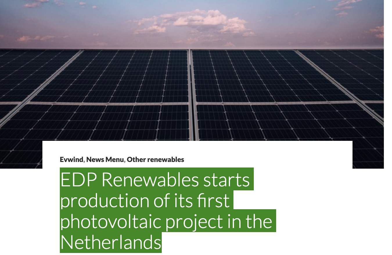 EDP Renewables starts production of its first photovoltaic project in ...