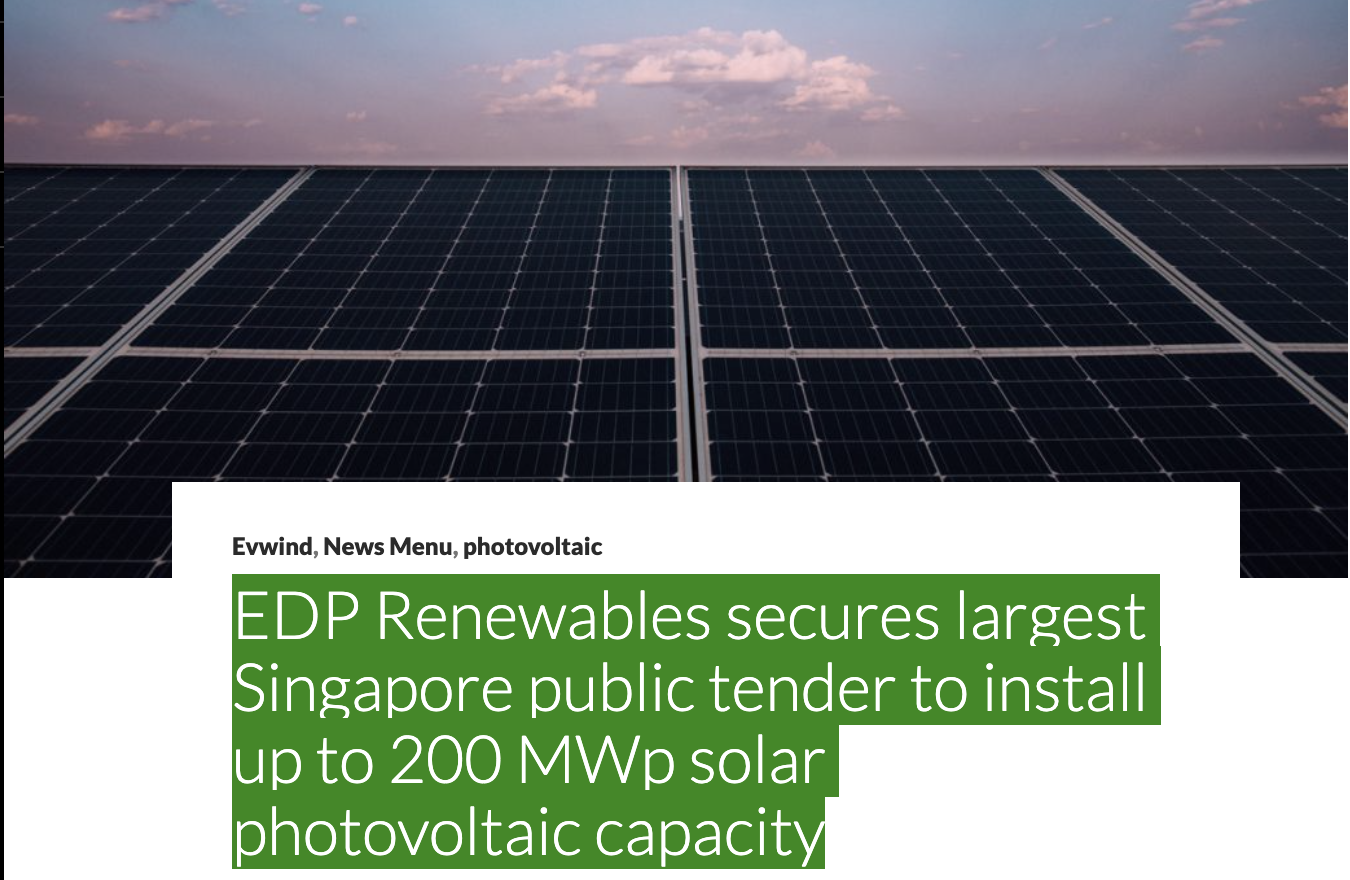 EDP Renewables secures largest Singapore public tender to install up to ...